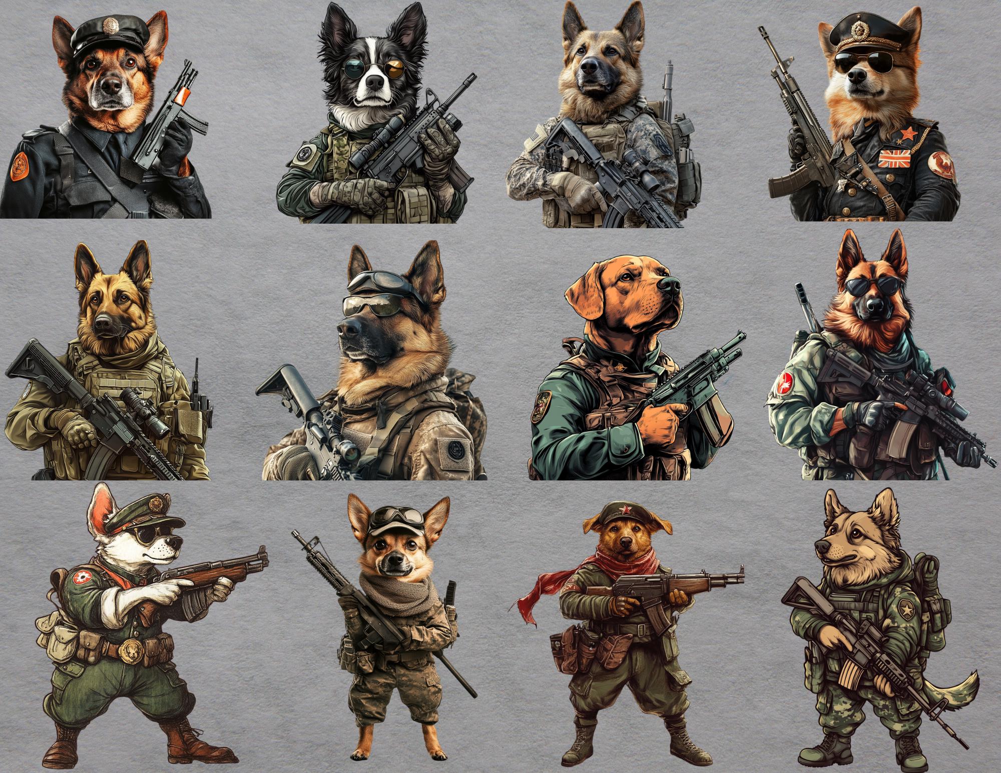 Dogs With Guns Clipart Bundle, Military Dog 61 PNG (commercial Use ...