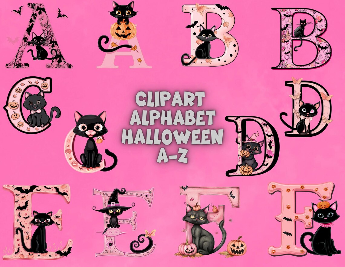Clipart Halloween Alphabet Clipart A-Z | 2 Versions of Each Letter ...