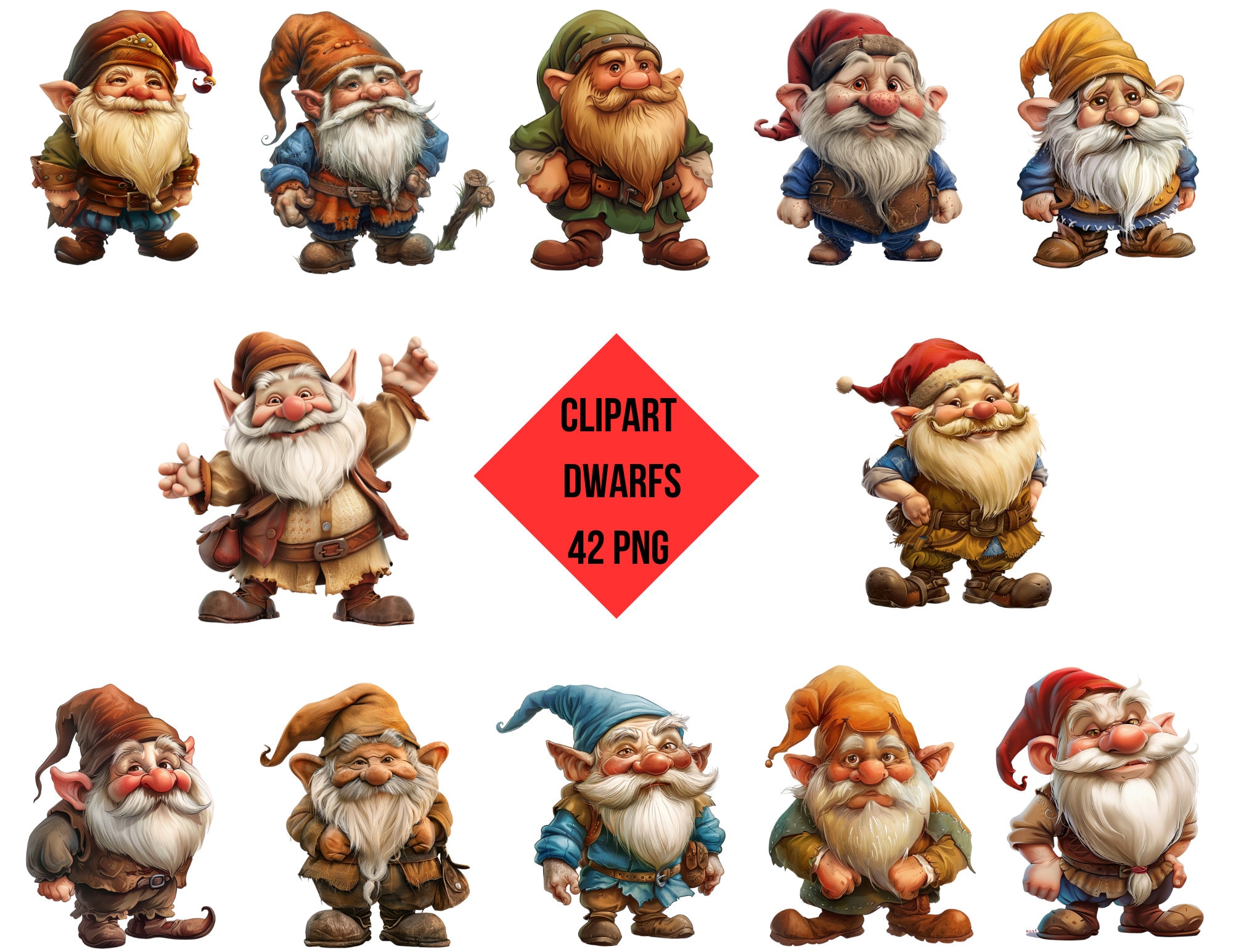 Clipart Dwarfs Dwarfs PNG Digital Print Dwarfs - Etsy