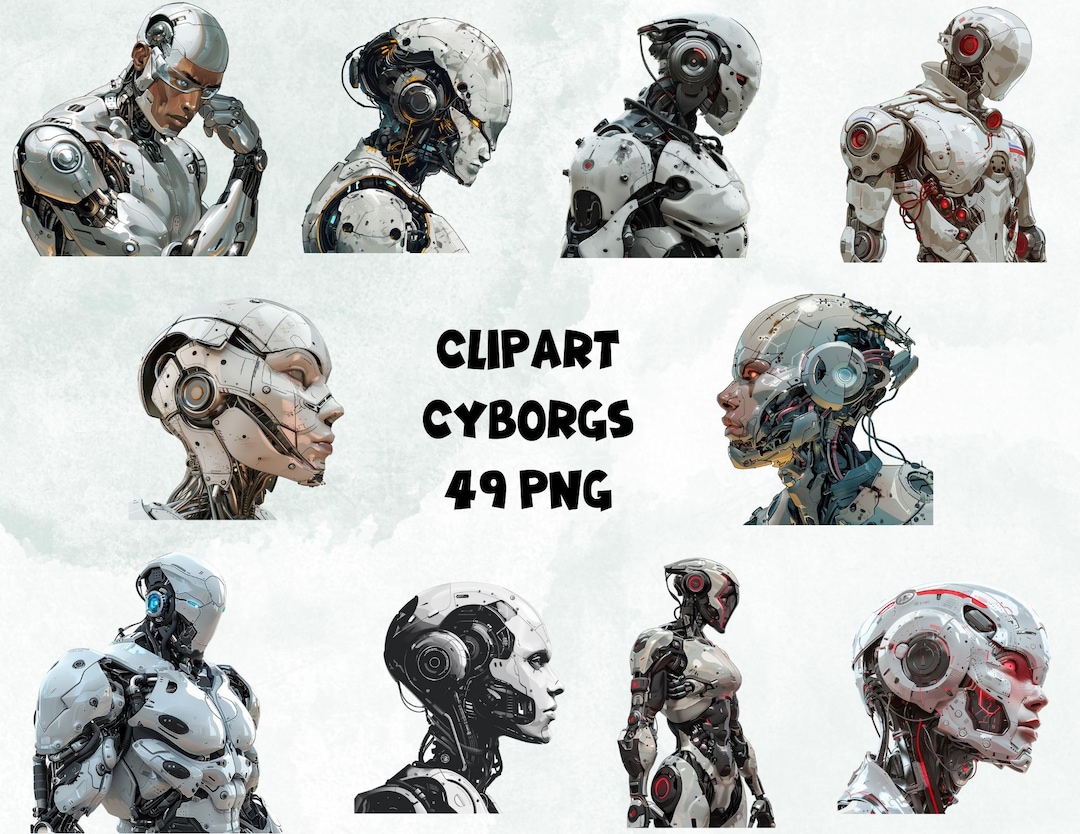 Cyborgs Clipart Bundle | 49 PNG Files | Digital Art for Design ...