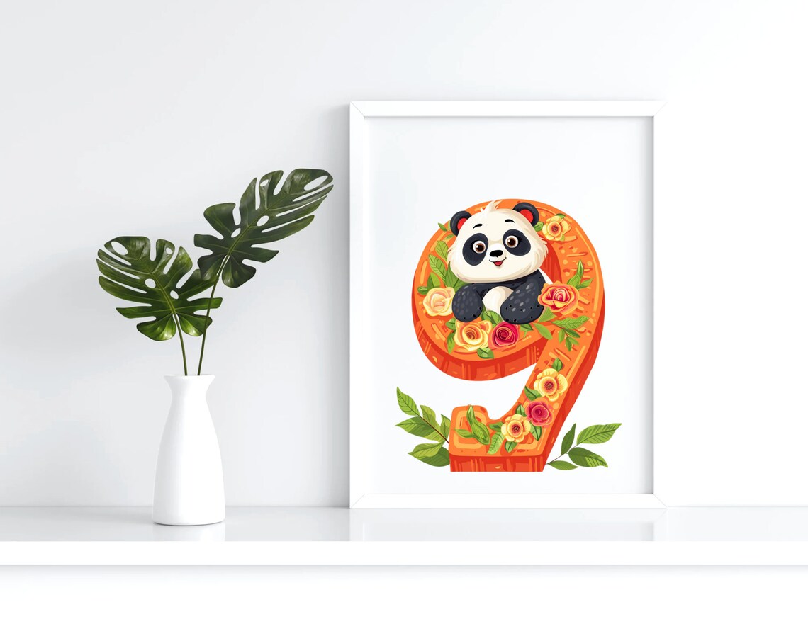 Panda Numbers Clipart, Cute Panda PNG, Animal Number Clipart, Baby ...