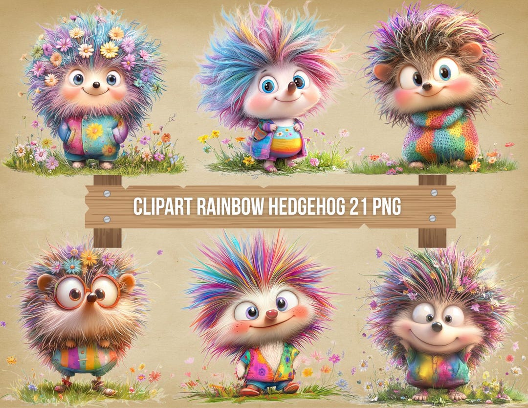 Rainbow Hedgehog Clipart, Cute Hedgehogs PNG, Fun Kids Design ...