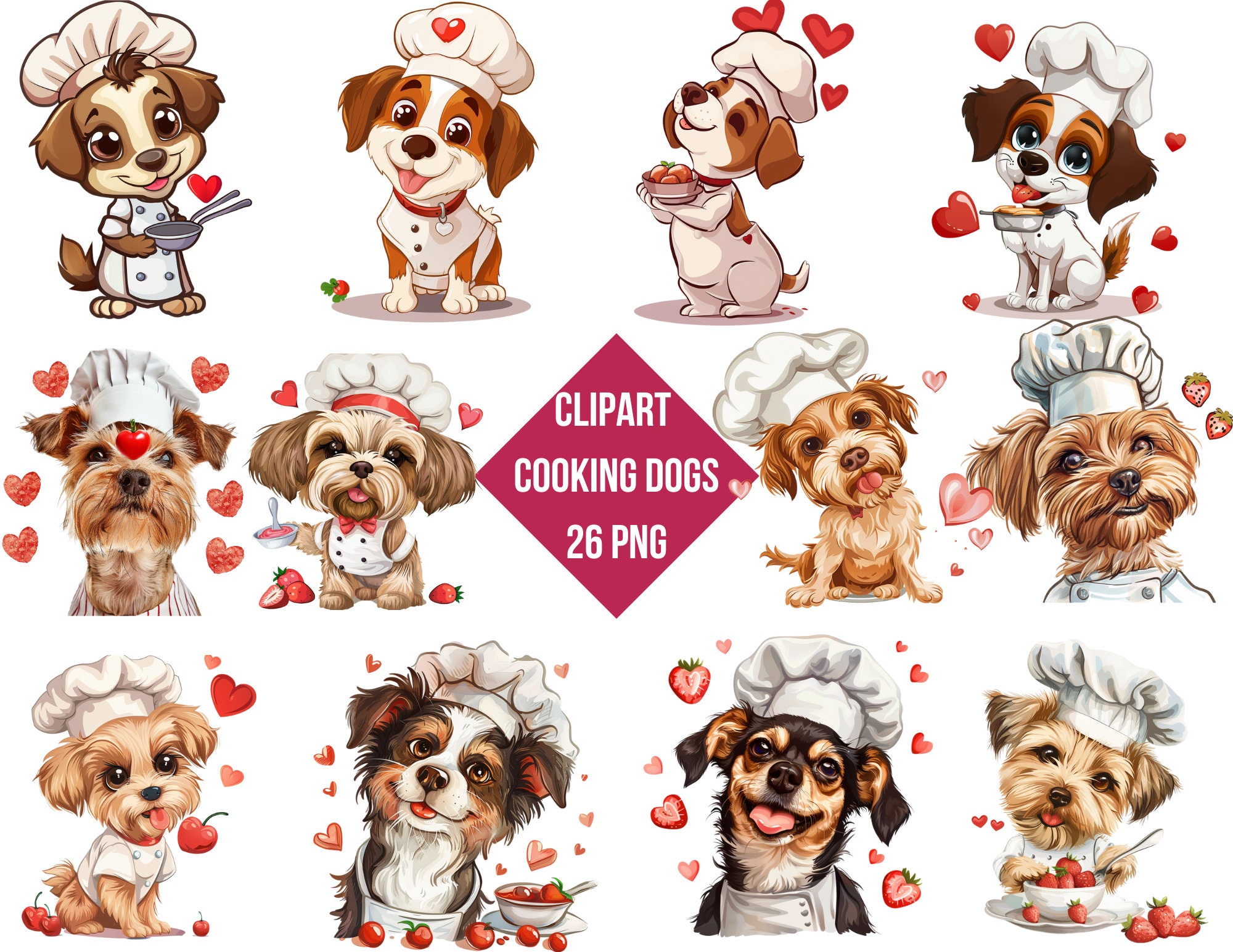 Clipart Cute Chef Dogs Chef Dogs PNG Digital Print Chef Dogs With Love ...