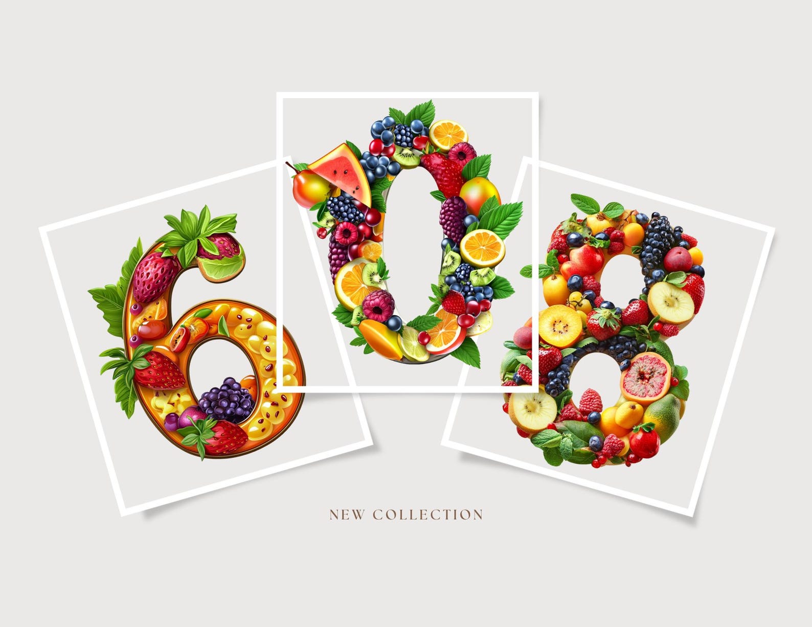 Fruit Numbers Clipart, Colorful Fruit PNG, Summer Numbers Set, Tropical ...