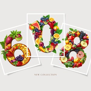 Fruit Numbers Clipart, Colorful Fruit PNG, Summer Numbers Set, Tropical ...