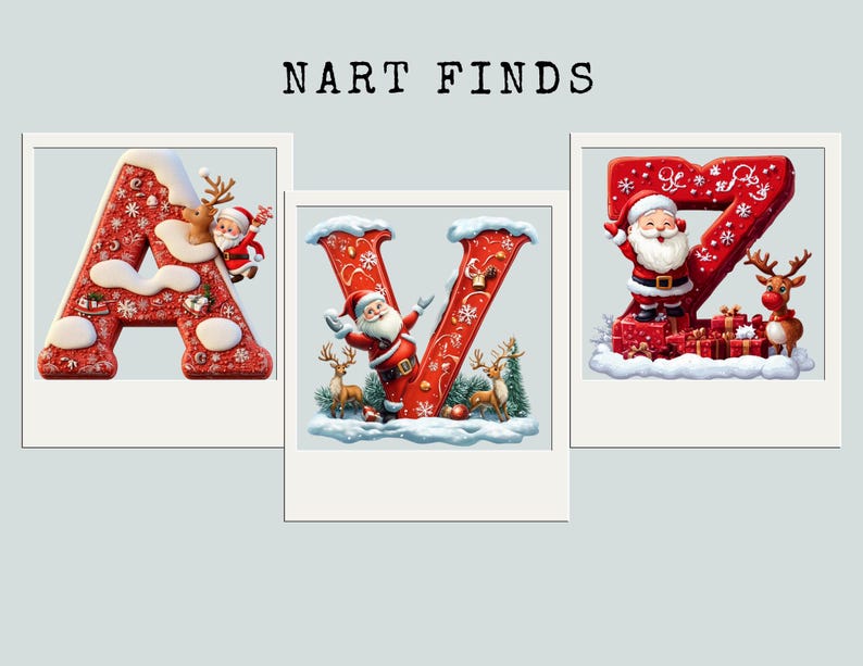 Christmas Alphabet Clipart Bundle | Festive Holiday Letters | A-Z PNG ...