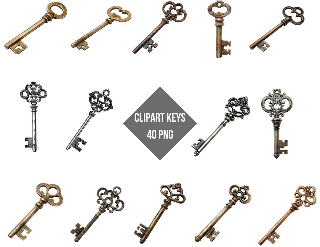 Clipart Keys | Vintage Keys PNG | Digital Print Pretty Keys | Cute ...