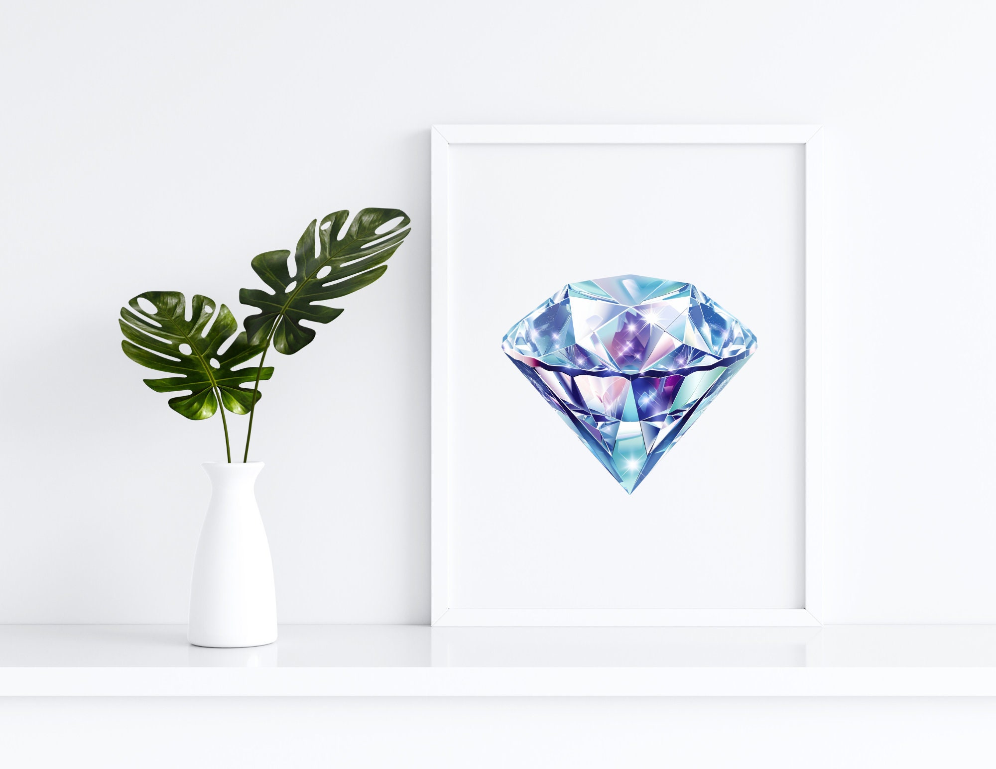 Diamonds Clipart Bundle| 47 PNG Files | Shiny Diamond Graphics PNG ...