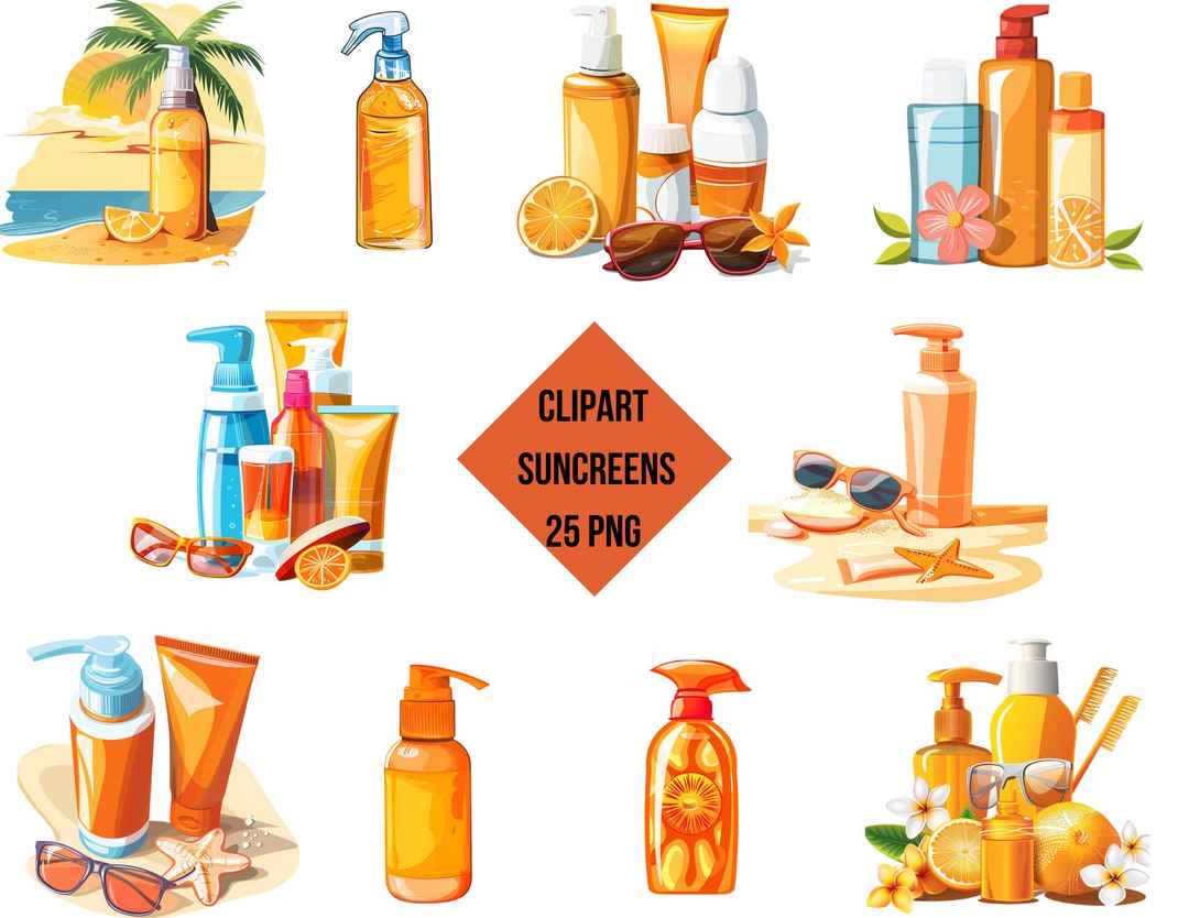 Clipart Suncreens | 25 Suncreens PNG | Digital Print Sun Protection ...