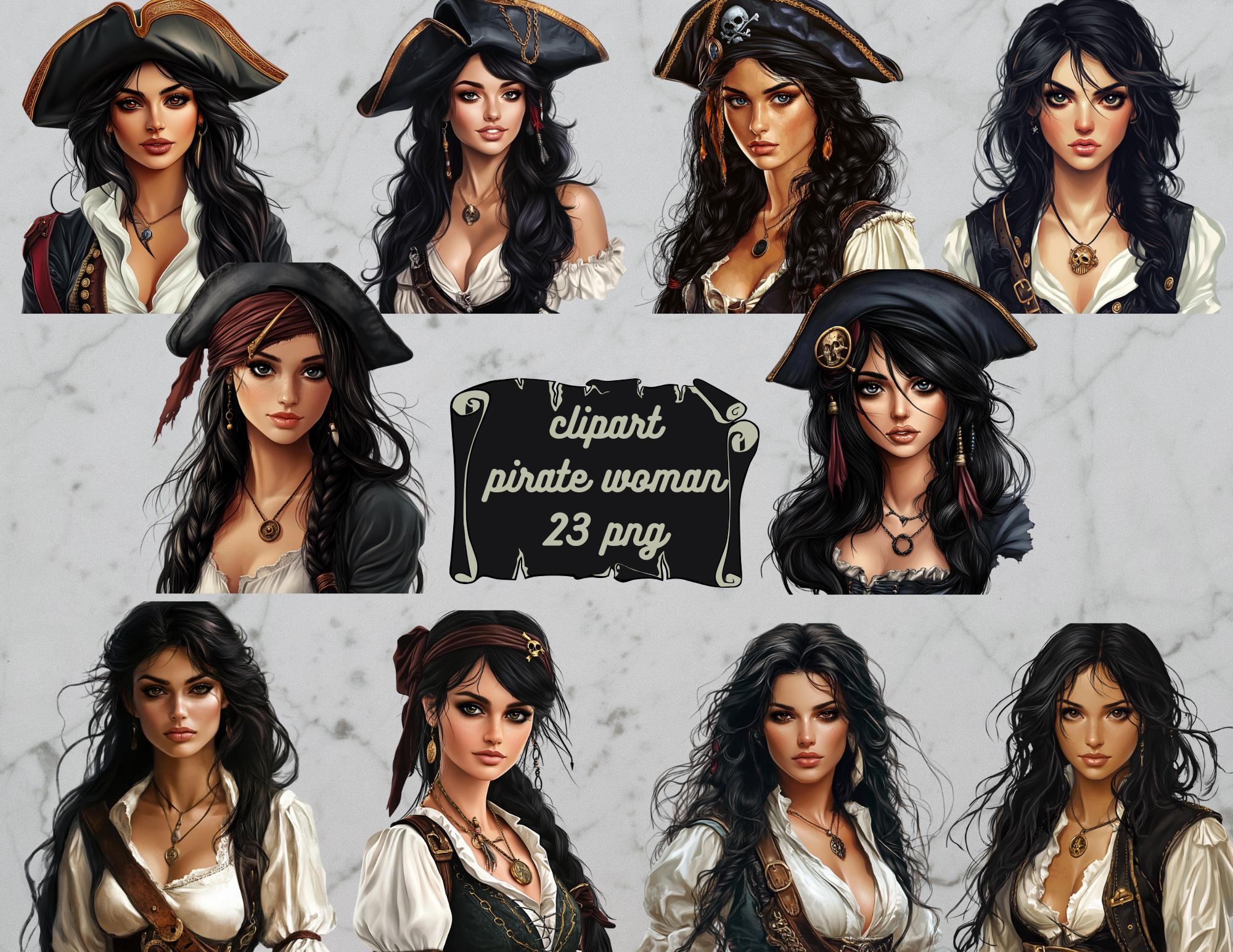 Brunette Pirate Woman Clipart, Female Pirate PNG, Historical Cosplay ...