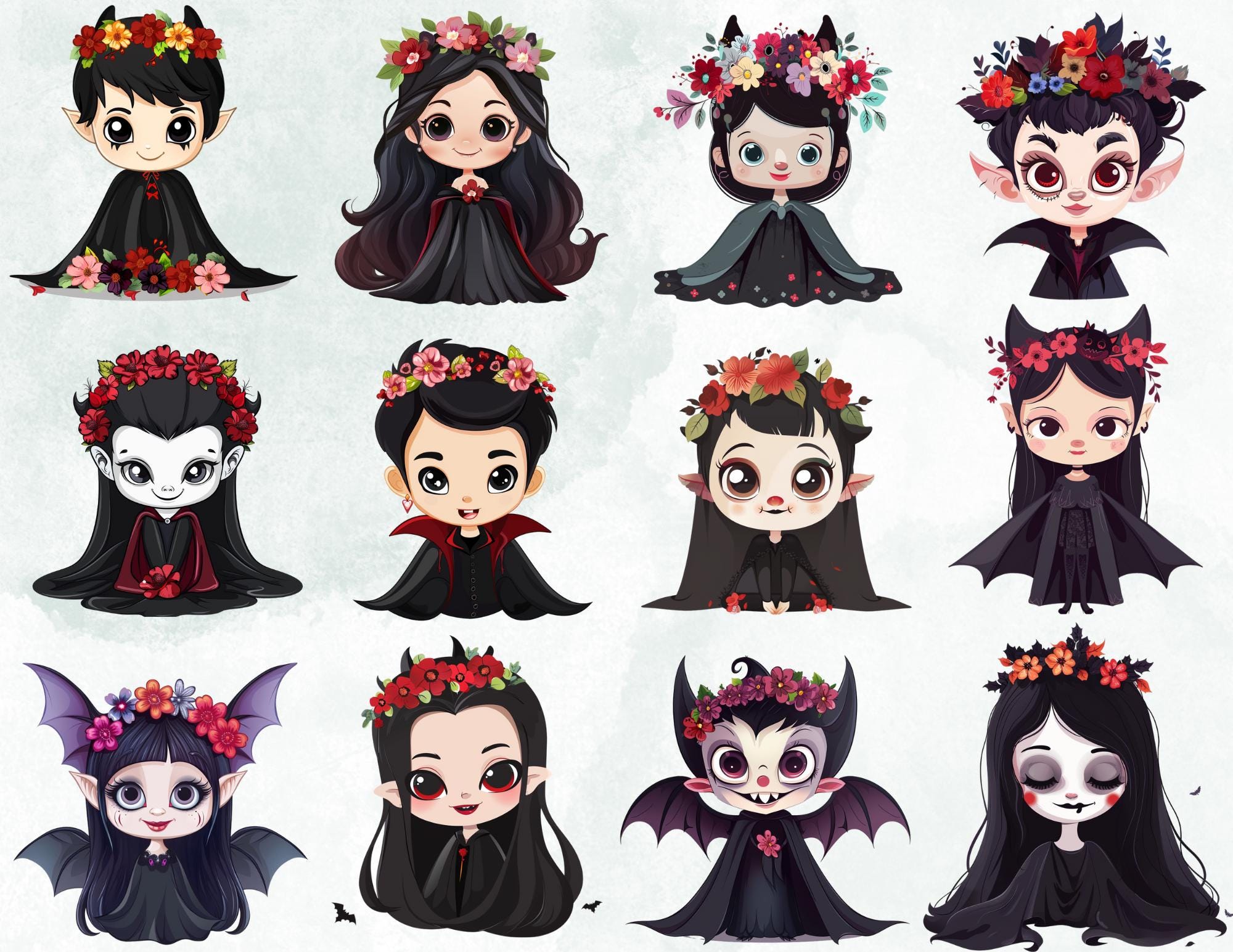 Pretty Vampires Clipart Bundle | Spooky Vampires PNG | Digital ...