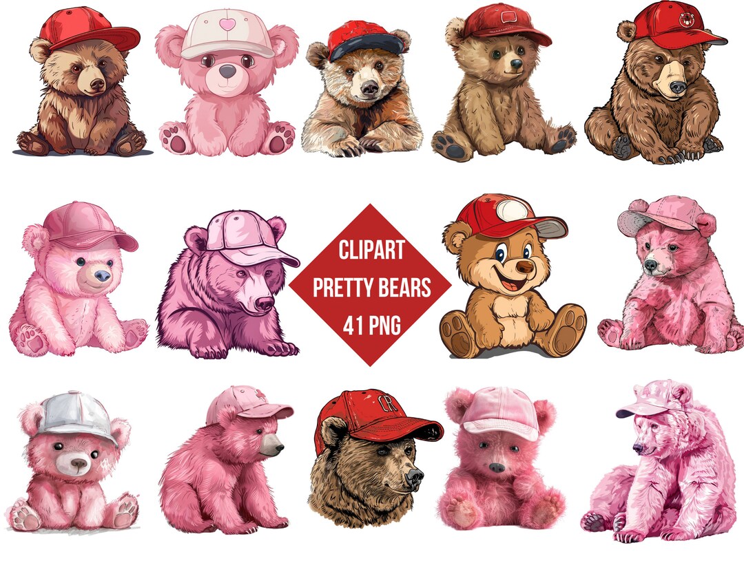 Clipart Funny Bears | Adorable Bears PNG | Digital Print Bears With ...