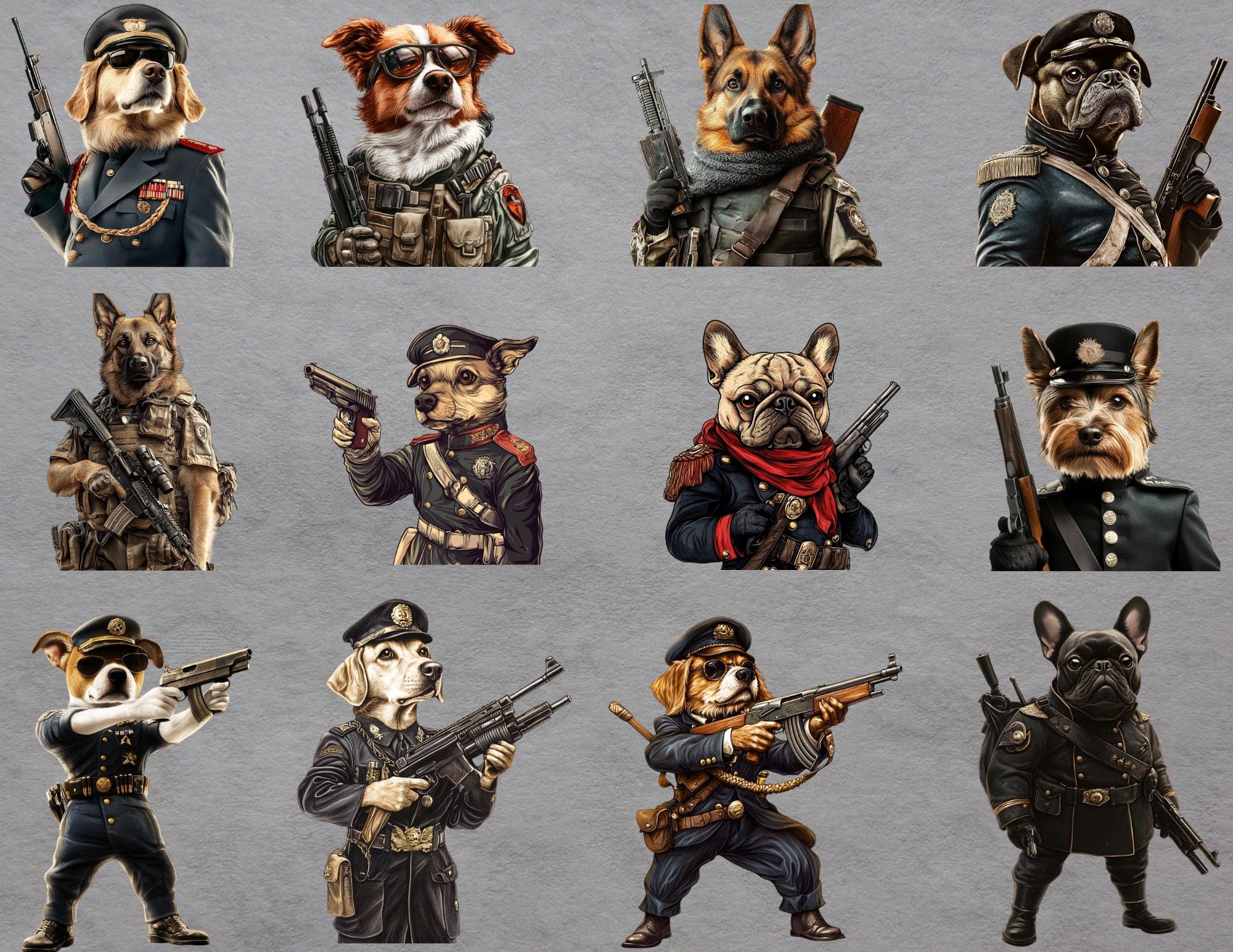 Dogs With Guns Clipart Bundle, Military Dog 61 PNG (commercial Use ...
