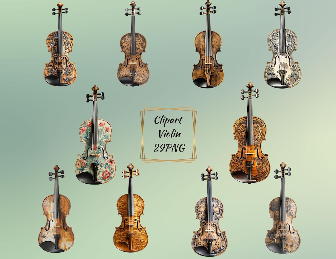 Violin Clipart Bundle, 29 Pngs for Elegant and Artistic Designs, Pretty ...