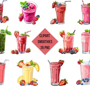 Smoothie Clipart Bundle, Colorful Smoothie PNG, Digital Juice ...