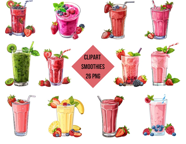Clipart Smoothies Smoothies PNG Digital Print Smoothies - Etsy