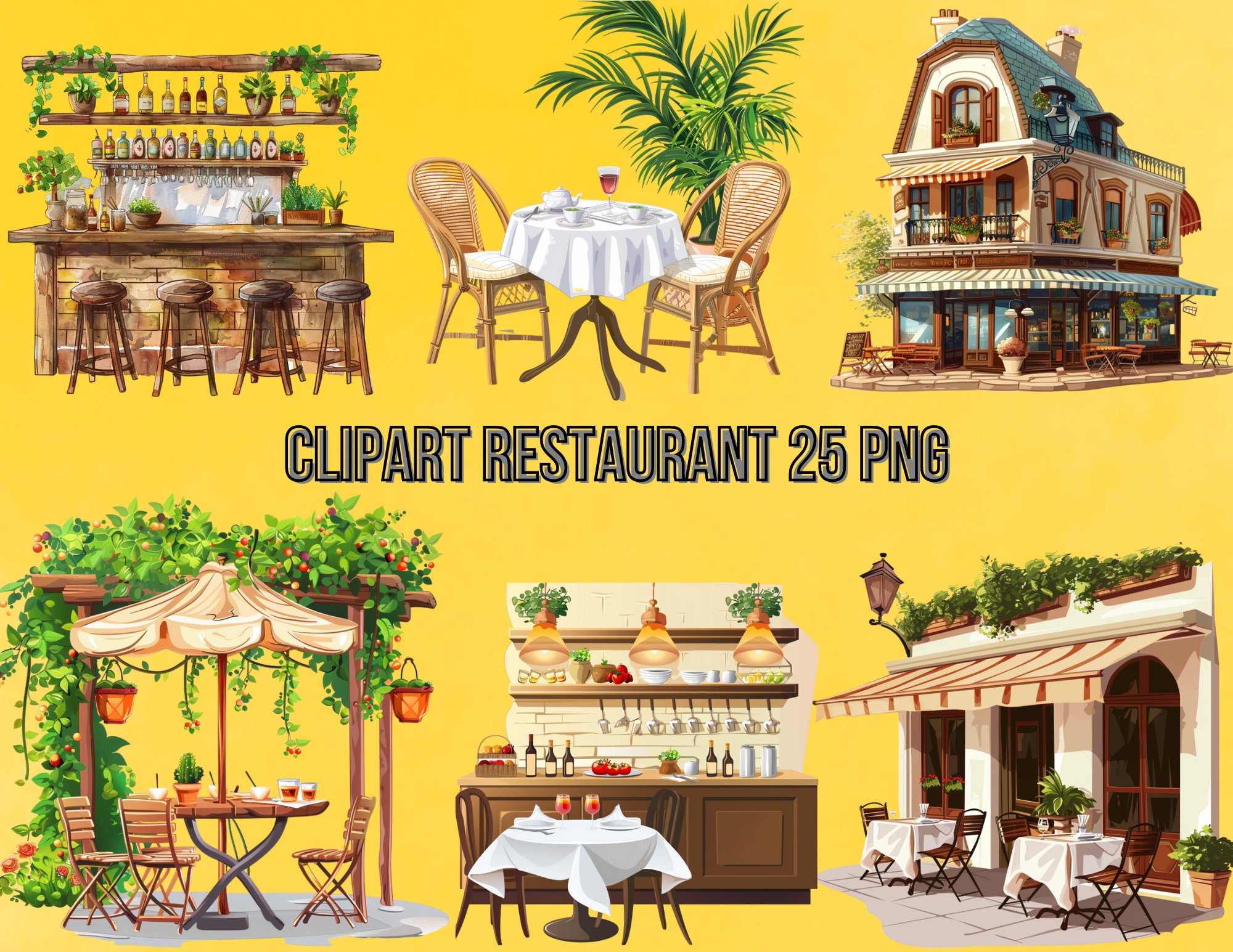 Clipart Restaurant Decor | Restaurants Art PNG | Restaurants ...
