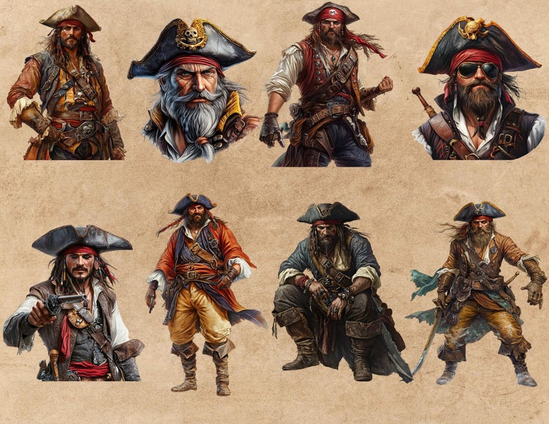 Pirate Captain Clipart, Fierce Pirate PNG, Historical Buccaneer ...
