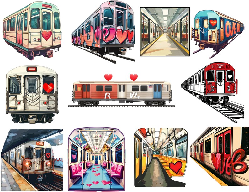 Clipart Pretty Subways | Subways PNG | Digital Print Subways Decor ...