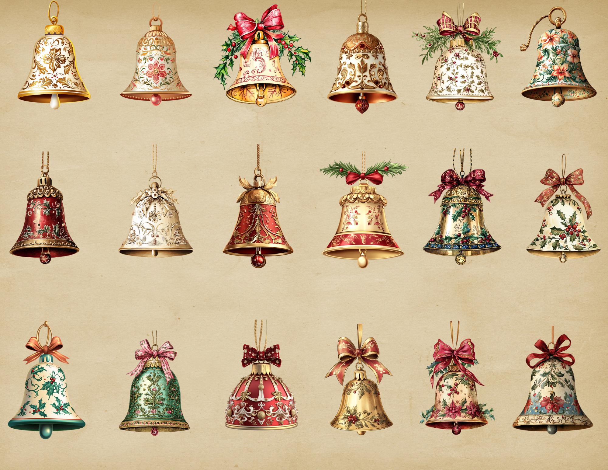 Clipart Christmas Bells 103 PNG Digital Print Pretty Bells Christmas ...