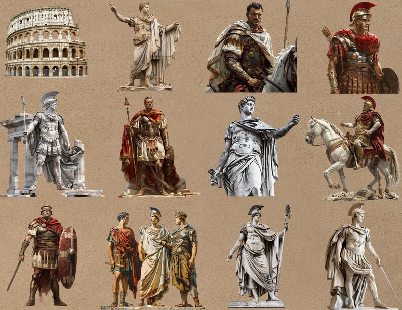 Roman Empire Clipart Print | Digital Art of Colosseum & Rome | Ancient ...