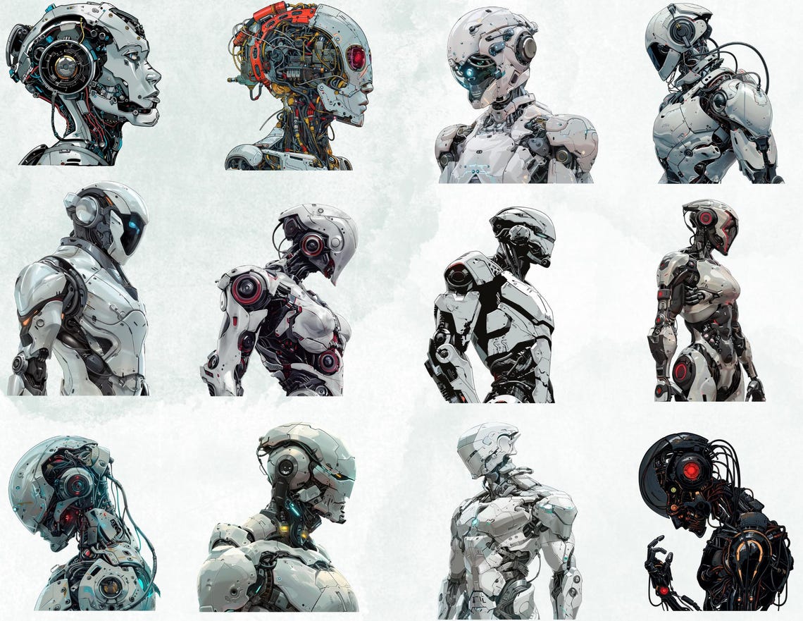 Cyborgs Clipart Bundle | Futuristic Sci-fi 49 PNG Images (commercial ...
