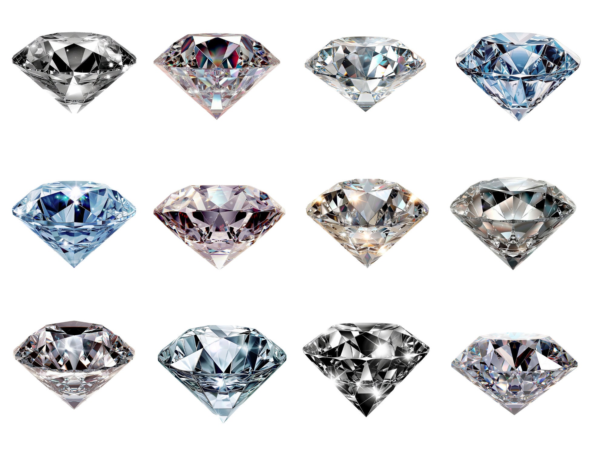 Diamonds Clipart Bundle| 47 PNG Files | Shiny Diamond Graphics PNG ...