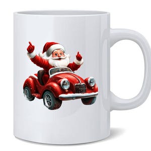 Santa in Red Car Clipart | Funny Santa Claus 53 PNG | Digital Print ...