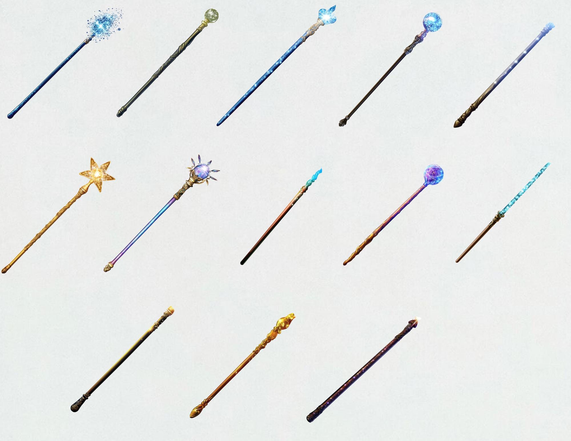 Clipart Magic Wands Set | Magic Wands PNG | Digital Print Magic Decor ...