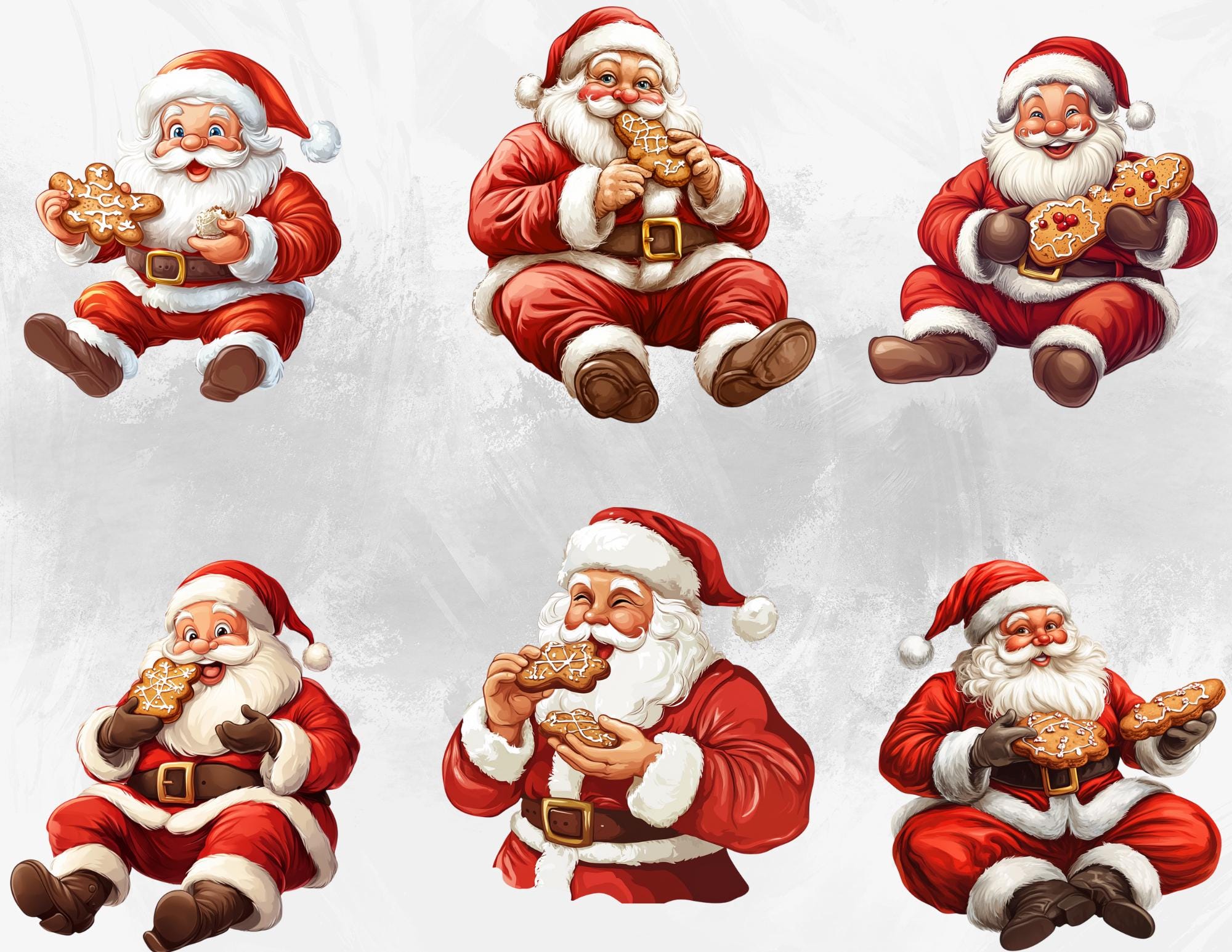 Santa Eating Cookies Clipart Bundle Christmas Santa With Treats 42 Png ...