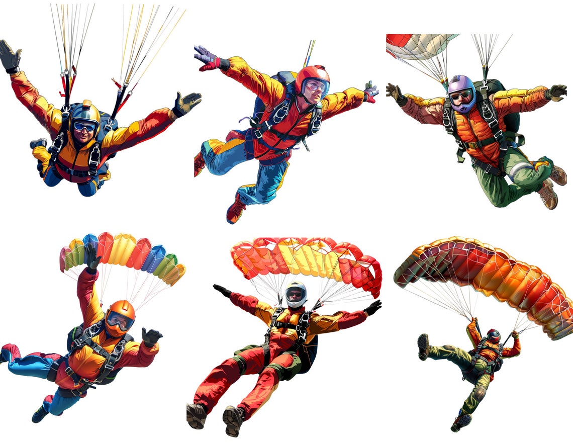 Skydiving Clipart Bundle | Colorful Parachute 29 Pngs (commercial Use ...