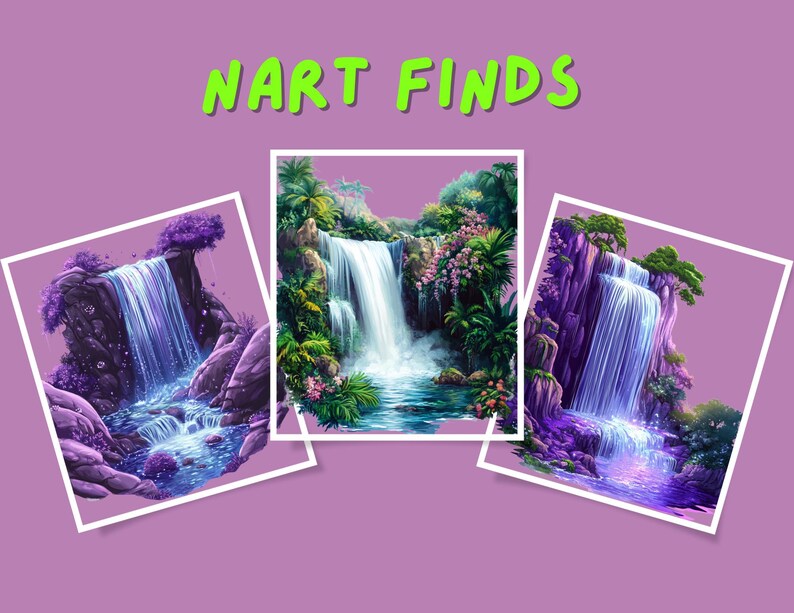 Clipart Waterfalls 56 PNG | Beautiful Waterfalls Art | Digital Print ...