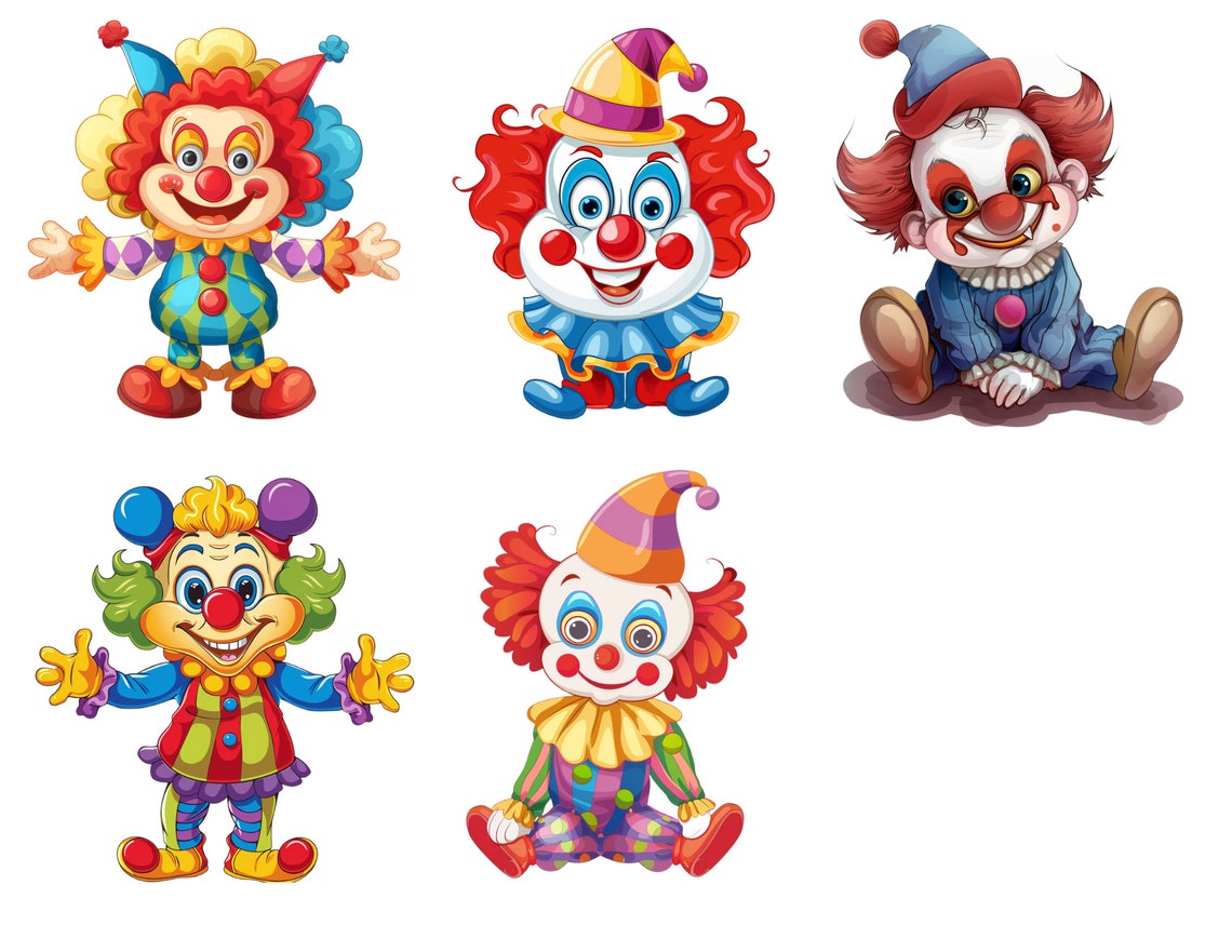 Clipart Pretty Clowns Party Clowns PNG Digital Print Funny Decor ...