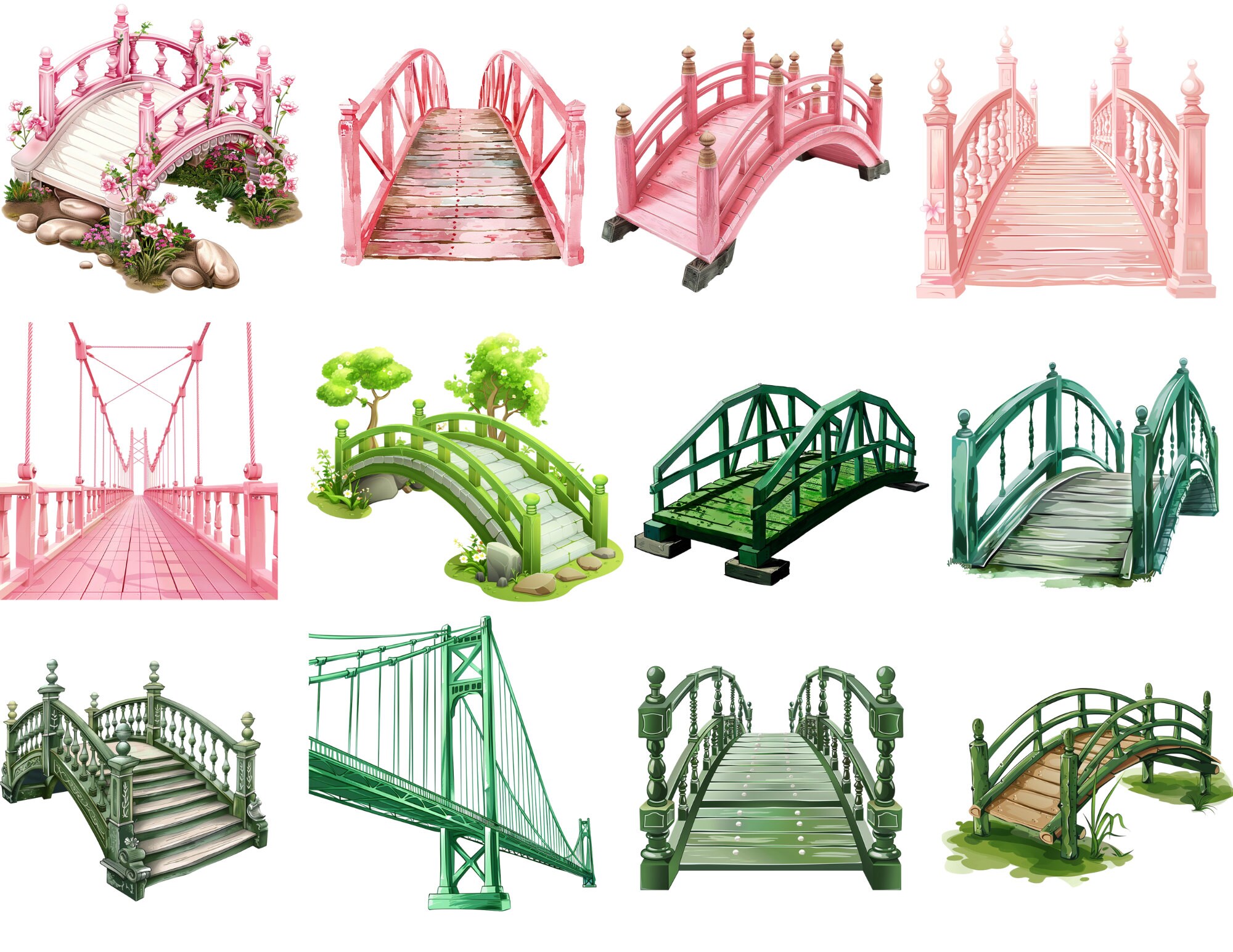 Clipart Pretty Bridges 52 PNG |colorful Bridges | Cute Decor for Any ...