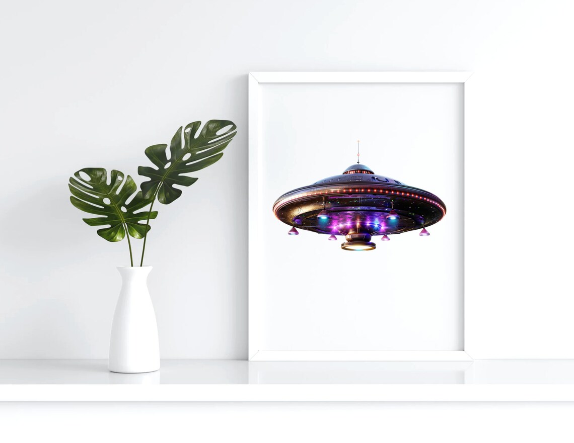 Clipart Pretty Ufos | Pretty Ufos PNG | Digital Print Colorful Ufos ...