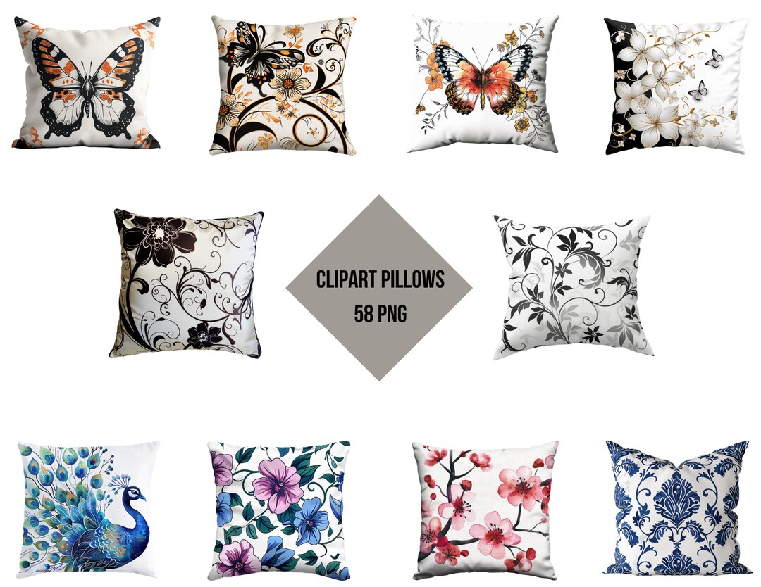 Clipart Pretty Pillows | Pillows PNG | Digital Print Pillows Decor ...
