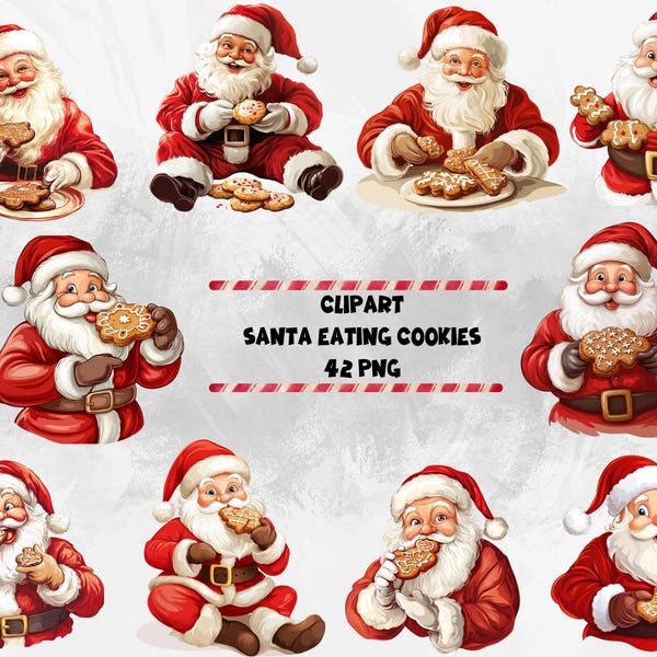 Santa Eating Cookies Art - Etsy UK