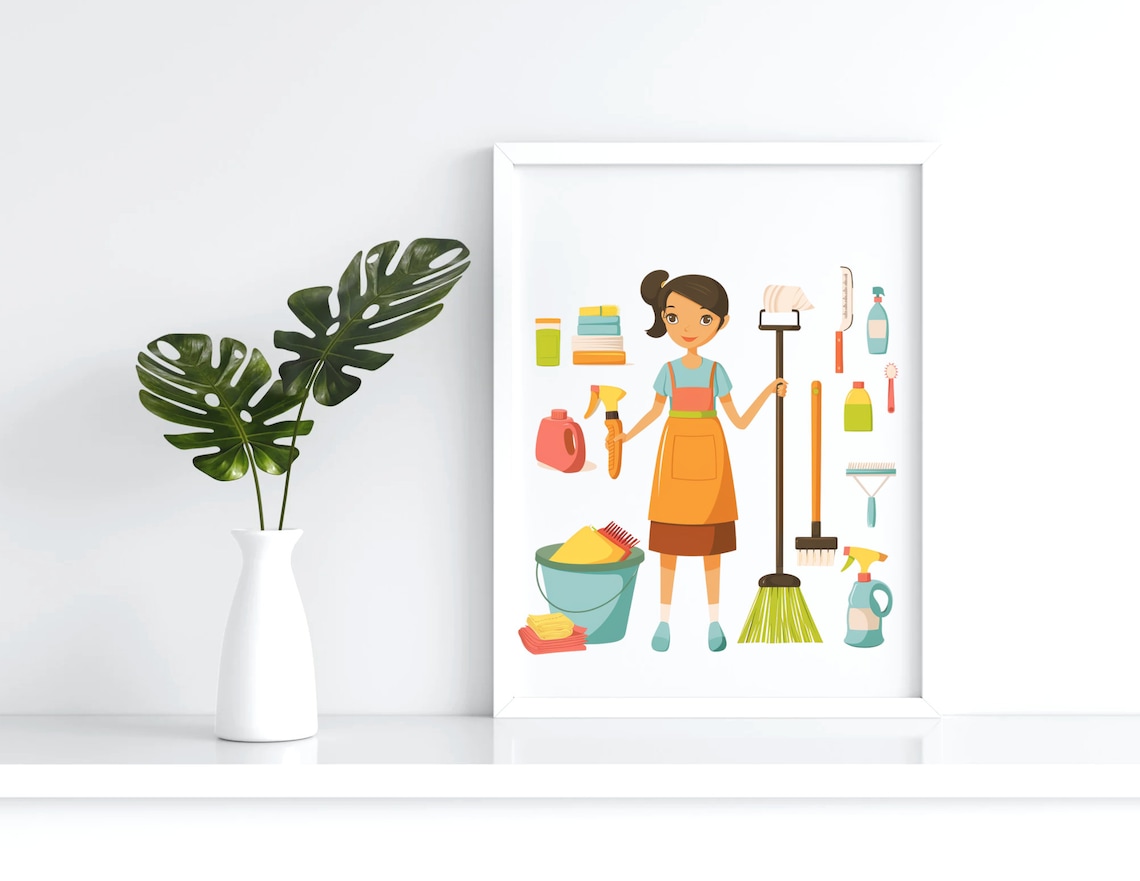 Clipart Housekeeping | Housekeeping PNG | Digital Print Housekeeping ...