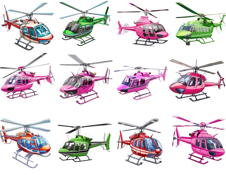 Clipart Helicopters | Colorful Helicopters PNG | Pretty Decor ...