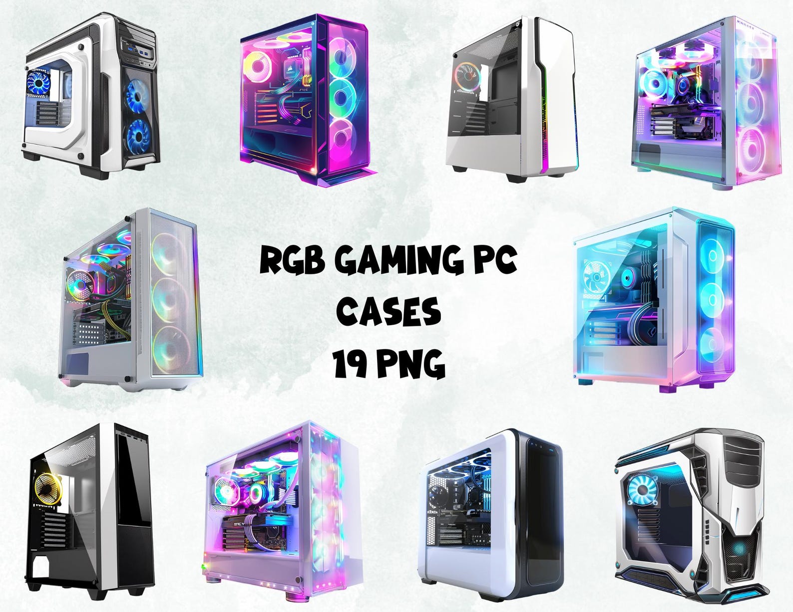 Clipart RGB Gaming PC Cases | Digital Print for Tech Enthusiasts ...