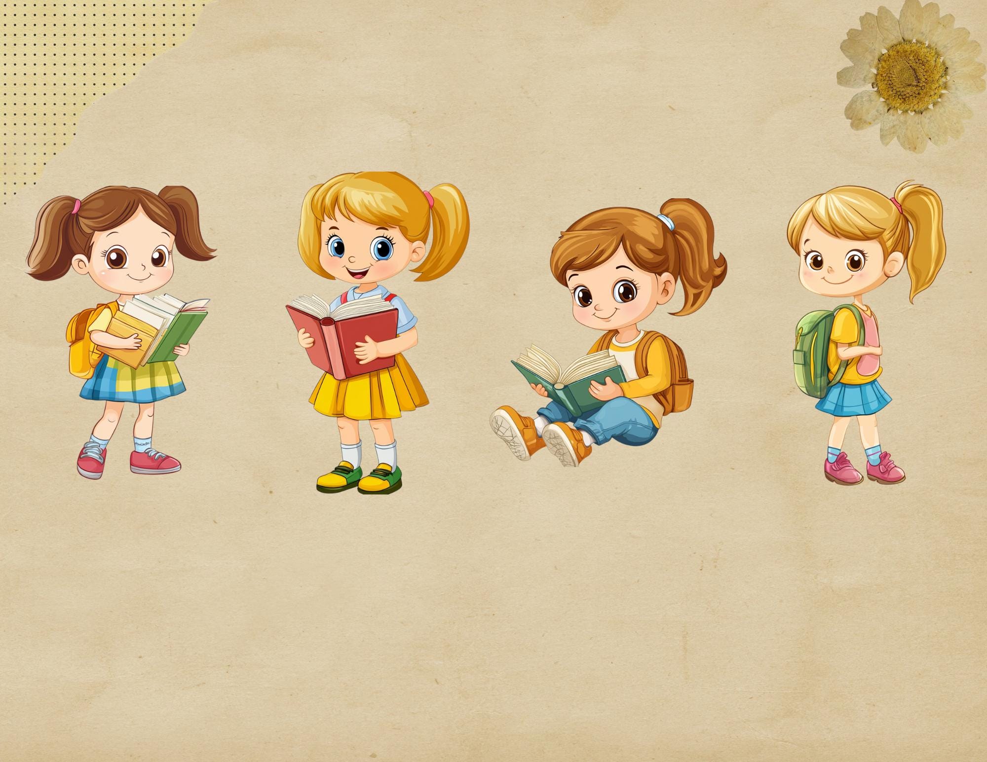 Clipart Cute School Children 24 PNG | Digital Print School Decor ...