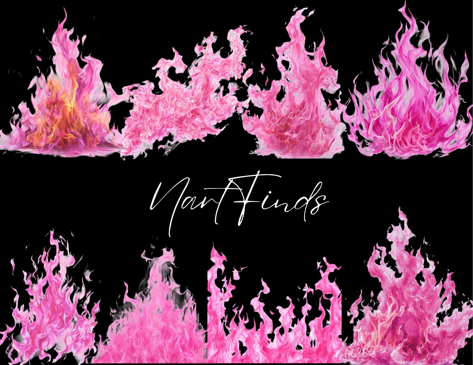 Pink Flame Clipart Bundle: 33 Fire Pngs, Transparent Background ...