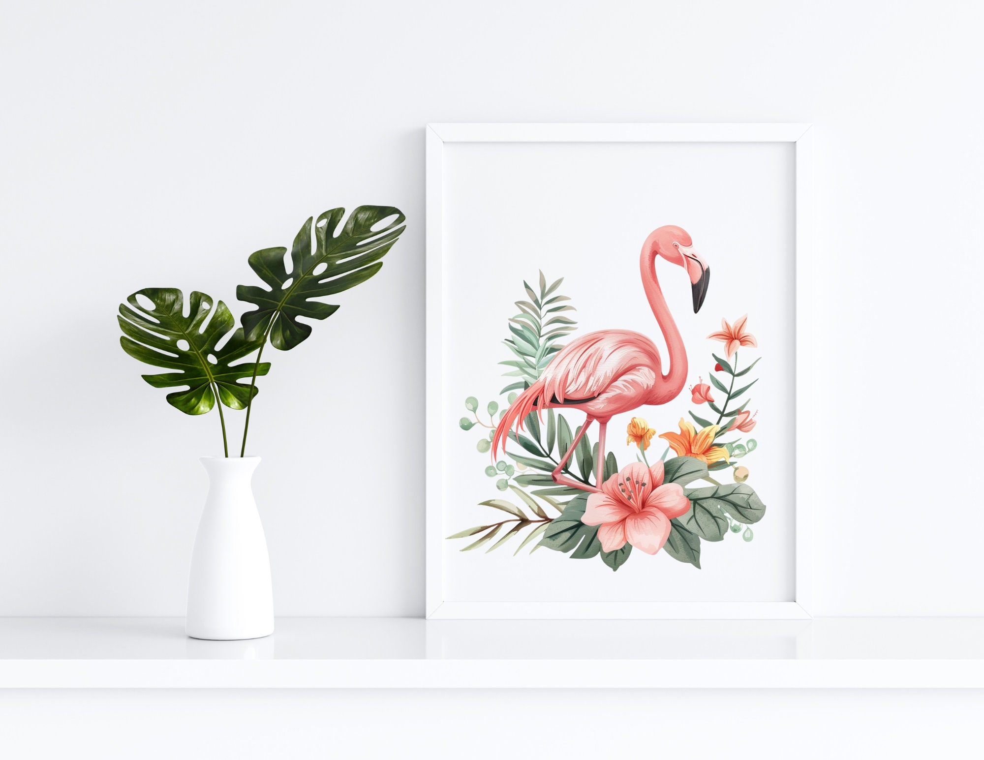 Flamingo Clipart Bundle, Digital Tropical Bird, Pink Bird Clipart Set ...