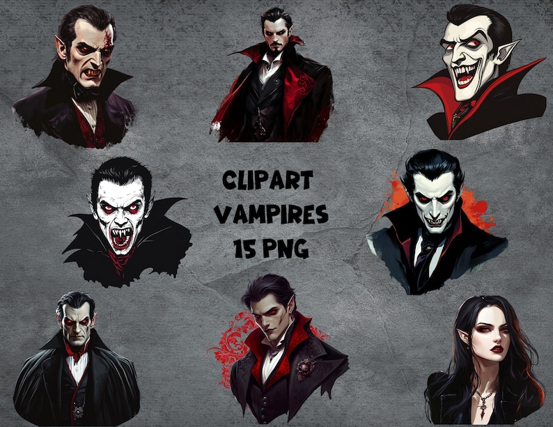 Vampire Clipart Bundle | Dracula PNG Set | Gothic Horror Clip Art ...