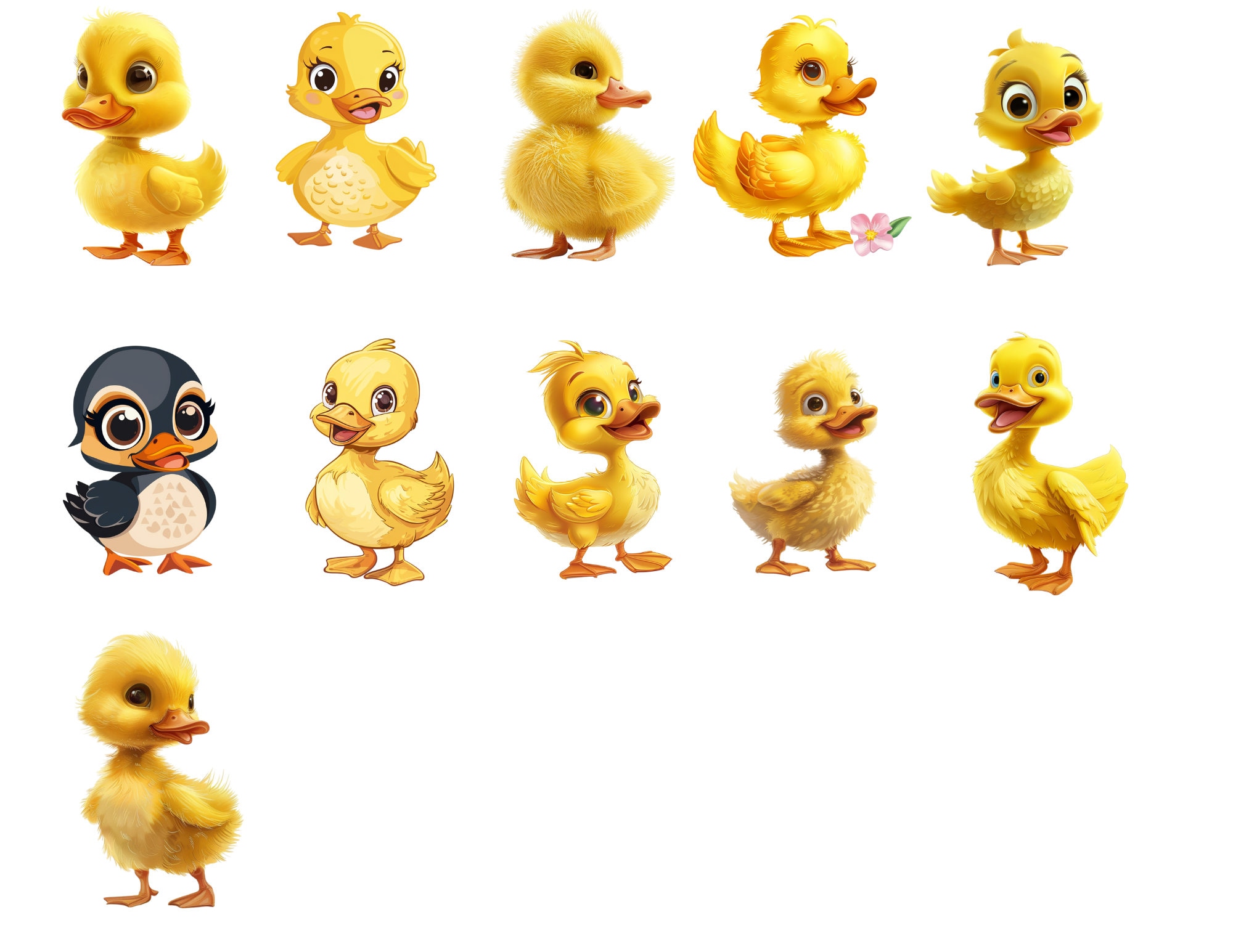 Pretty Ducks Clipart | Adorable Ducks PNG | Digital Print Ducks Decor ...