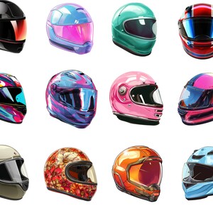 Motorcycle Helmet Clipart Set, Racing Helmet PNG, Digital Colorful ...
