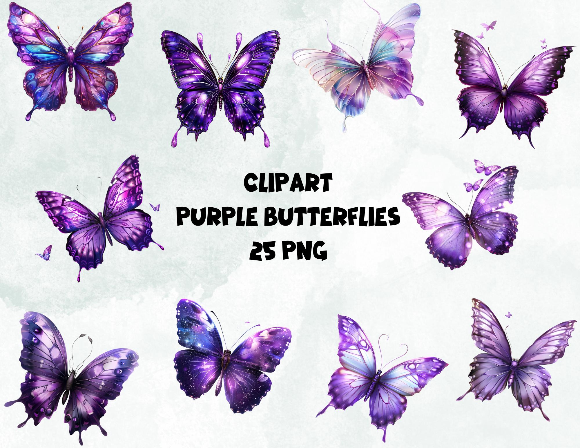 Clipart Purple Butterflies | Magic Butterflies PNG | Digital Print ...