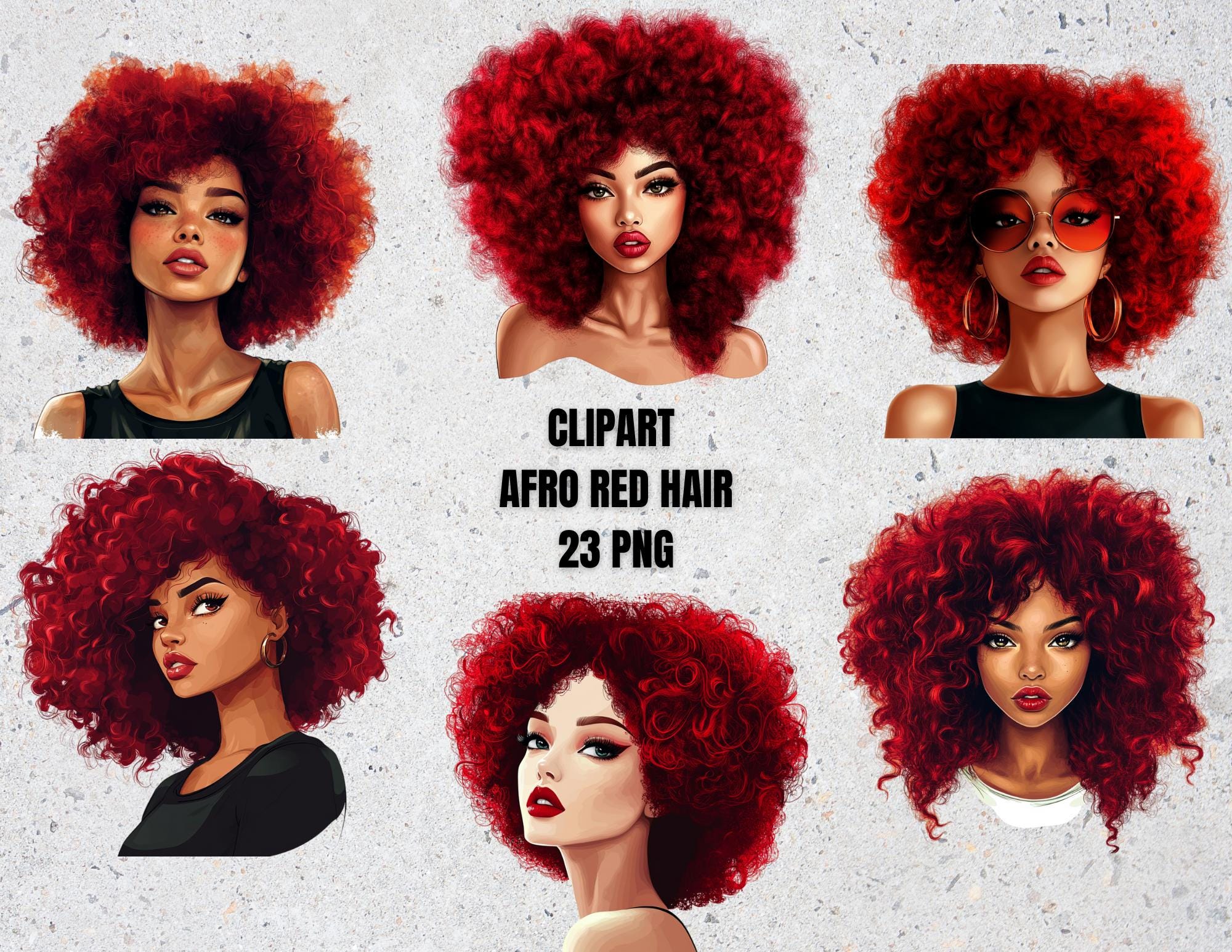 Girls With Red Afro Hair Clipart | Afro Hair PNG | Beautiful Portraits ...