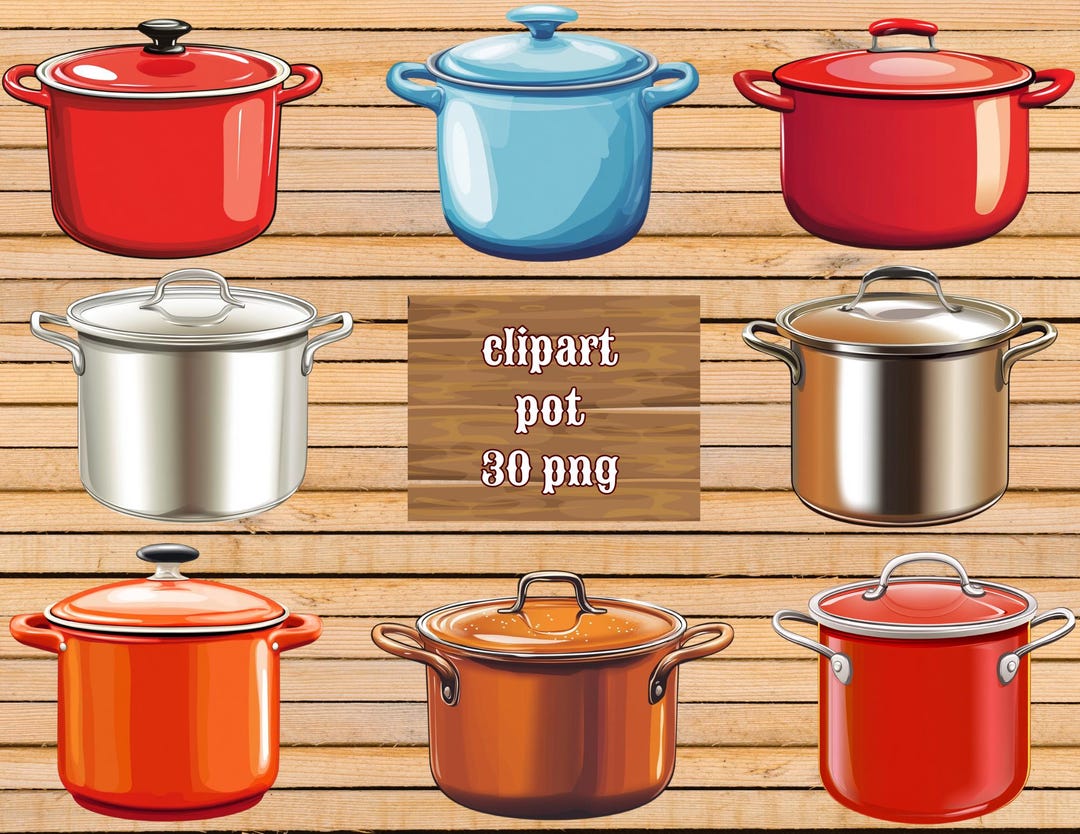 Kitchen Pot Clipart Bundle | Pretty Pot PNG | Digital Cooking Pot ...