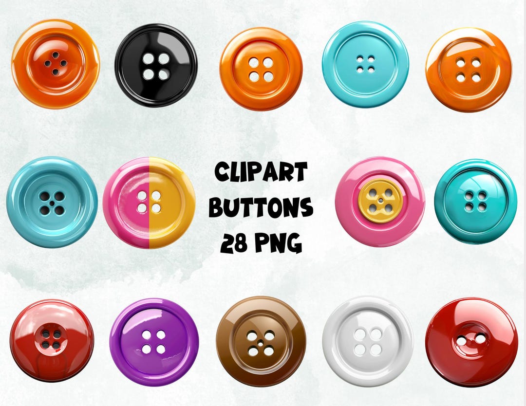 Whimsical Button Clipart Bundle | Scrapbook Decor (commercial Use ...